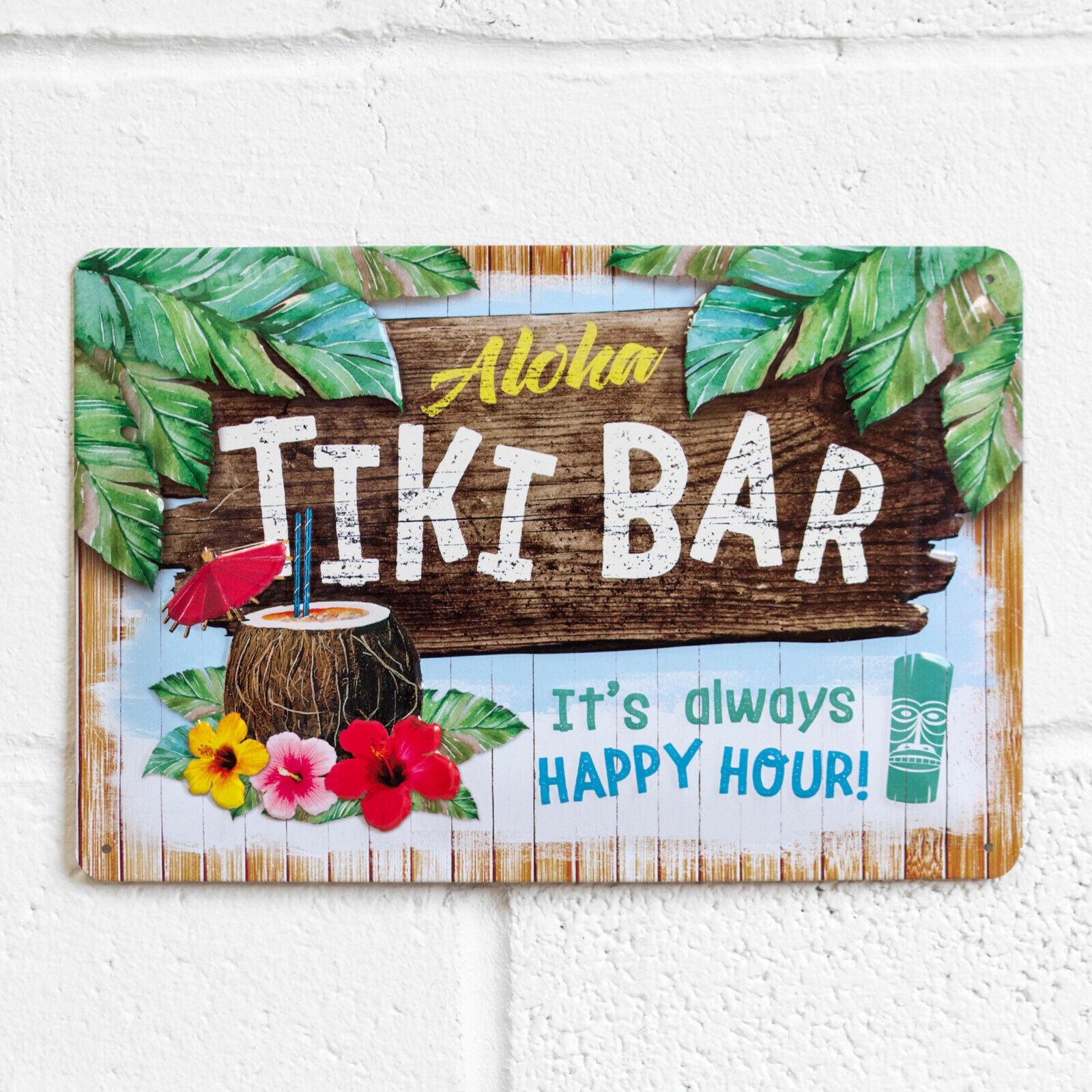 'Aloha Tiki Bar' 30cm Metal Wall Sign – Robert David Home